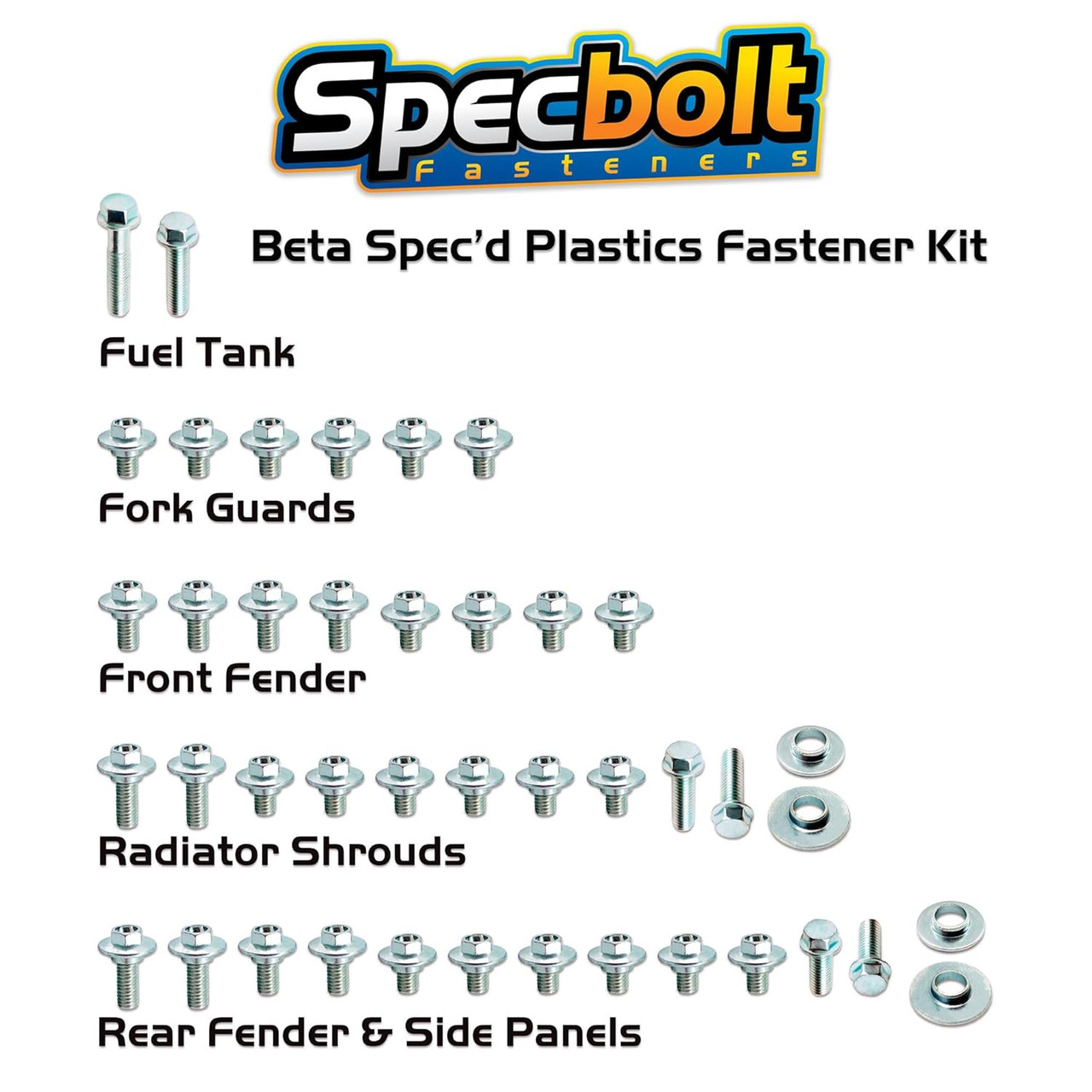 Upgrade Specbolt Beta Plastics & Bodywork Bolt Kit for: RR X-PRO 4T RX ...