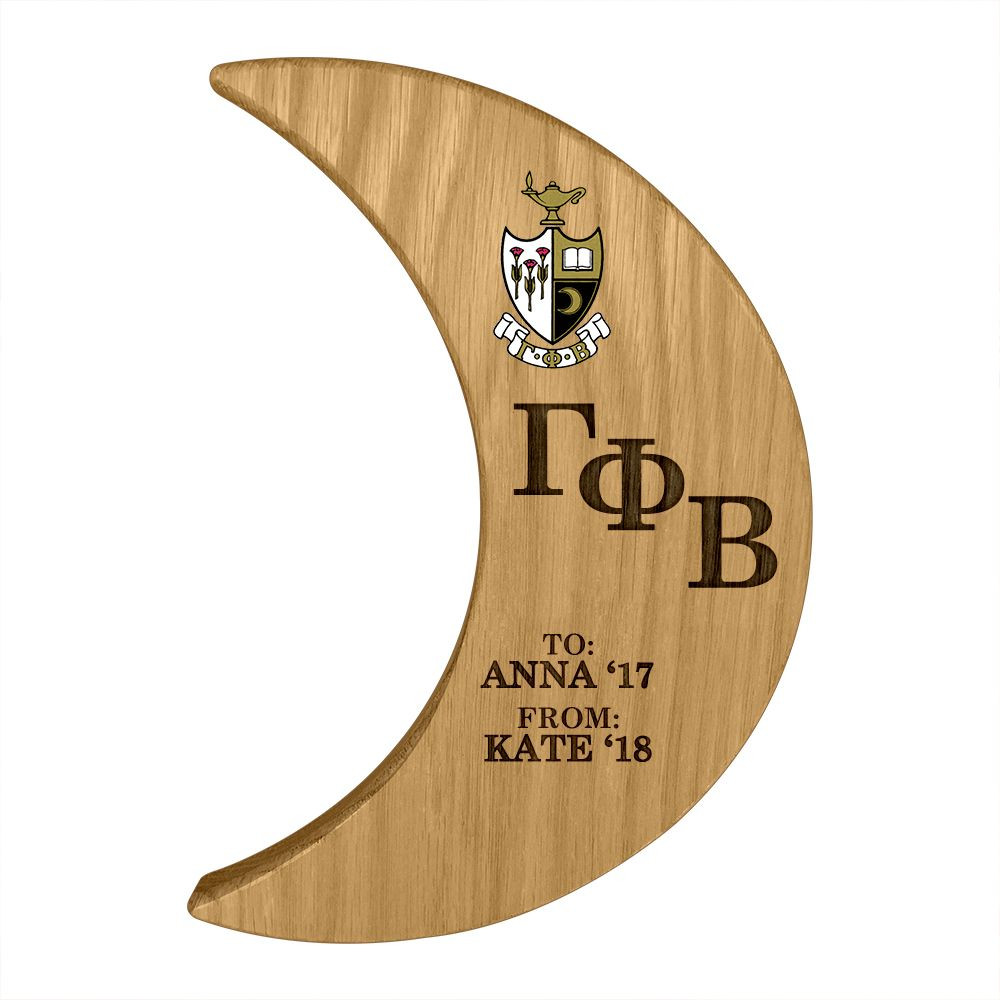 Gamma Phi Beta Engraved Crescent Plaque By Greek Creations