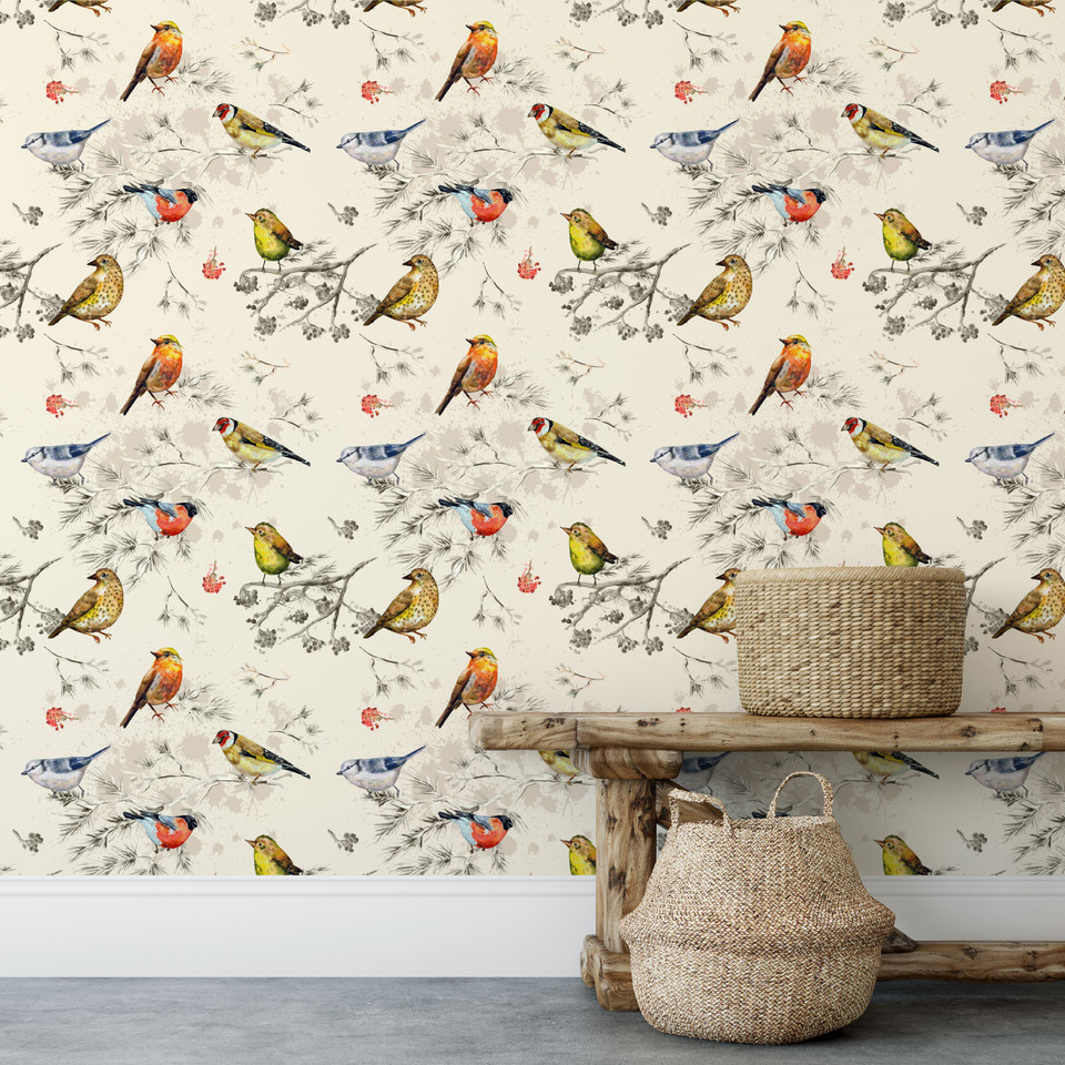 Garden Birds Feature Wallpaper - Bonnie & Bold Wallpaper