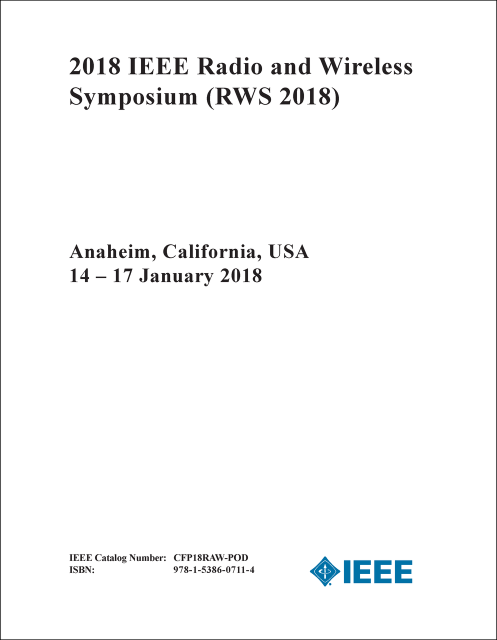 RADIO AND WIRELESS SYMPOSIUM. IEEE. 2018. (RWS 2018) - proceedings.com