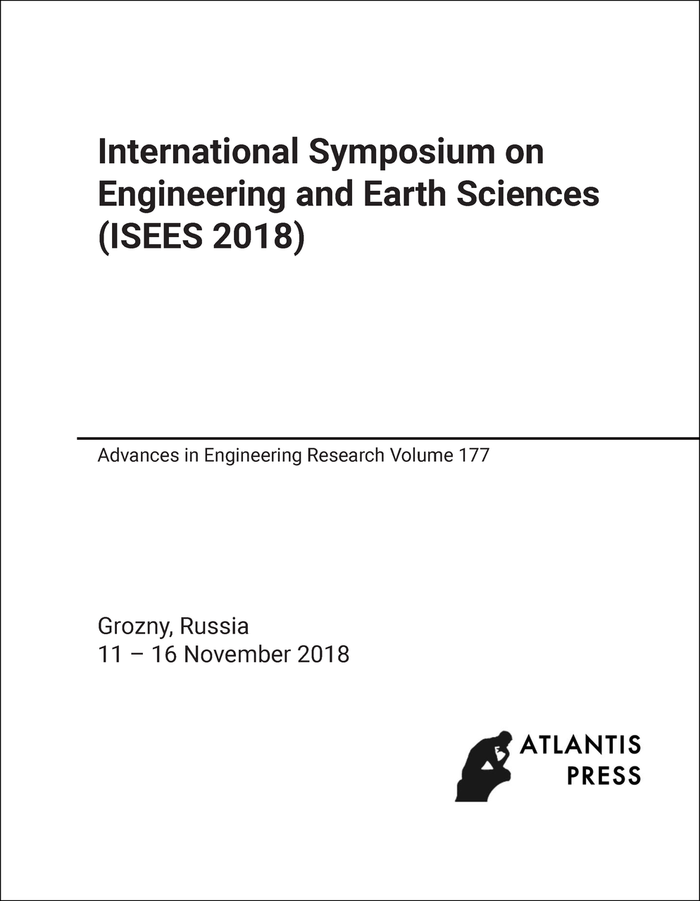 ENGINEERING AND EARTH SCIENCES. INTERNATIONAL SYMPOSIUM. 2018. (ISEES ...