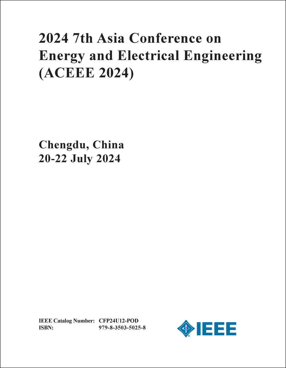 ENERGY AND ELECTRICAL ENGINEERING. ASIA CONFERENCE. 7TH 2024. (ACEEE ...