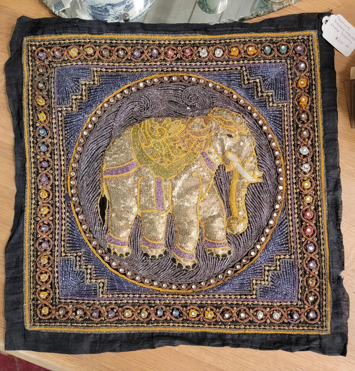 Traditional Burmese (Myanmar) Kalaga Tapestry - Elephant - Industrial ...