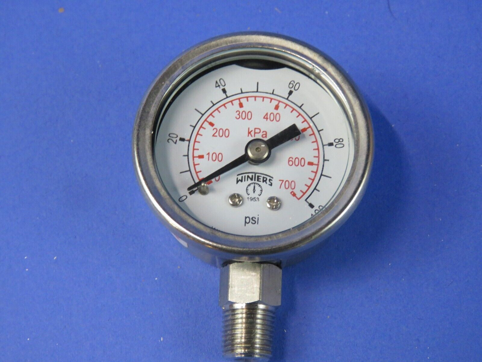 Winters Pressure Gauge Liquid Filled 0-100 PSI 1.5" x 1/8" NPT Bottom ...