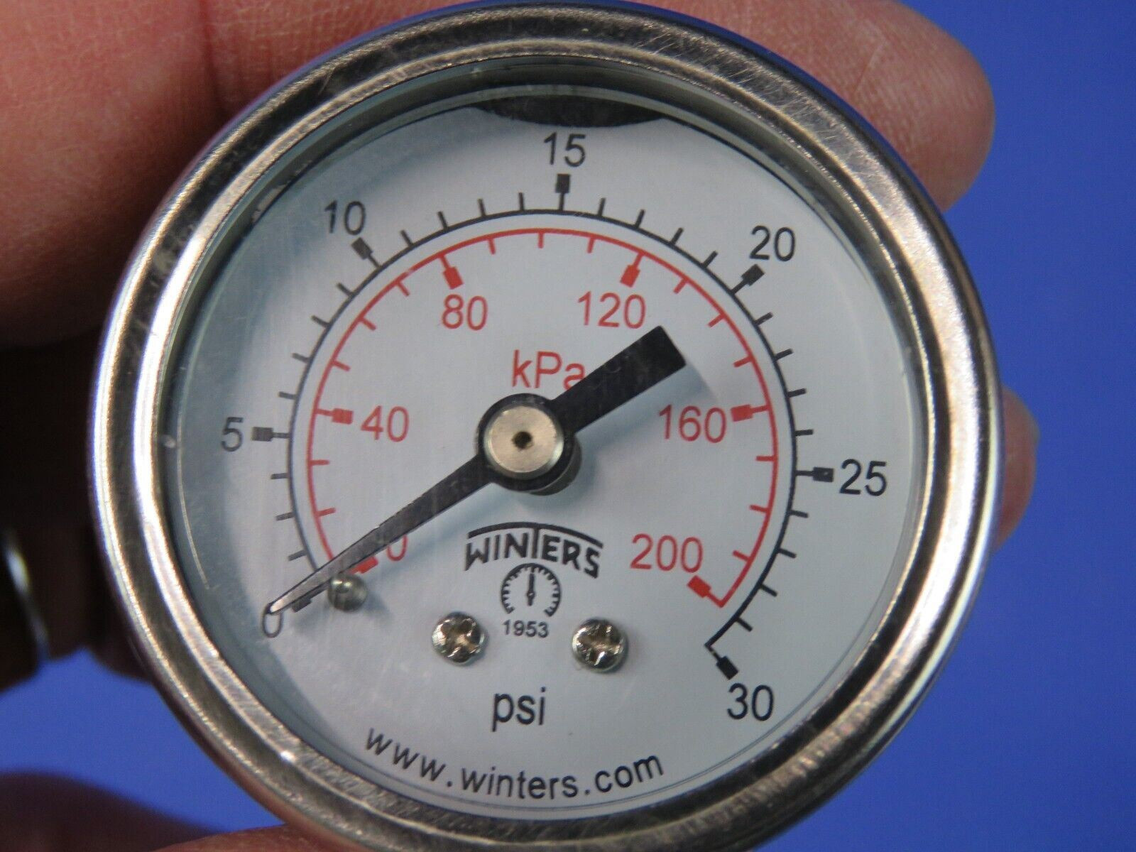 Winters Pressure Gauge Liquid Filled 0-30 PSI 1.5" x 1/8" NPT Back ...