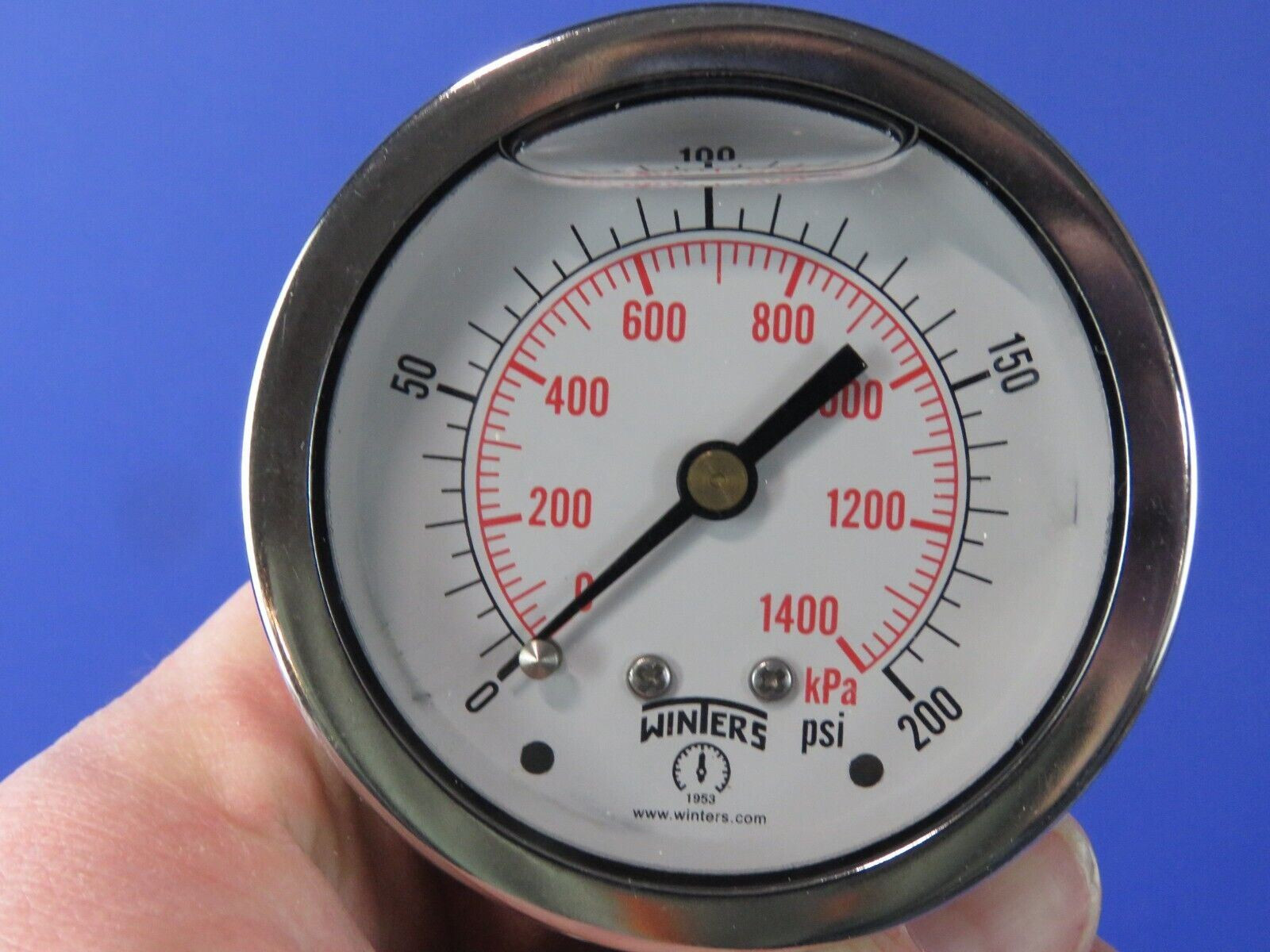 Winters Pressure Gauge Liquid Filled 0-200 PSI 2.5" x 1/4" NPT Bott ...