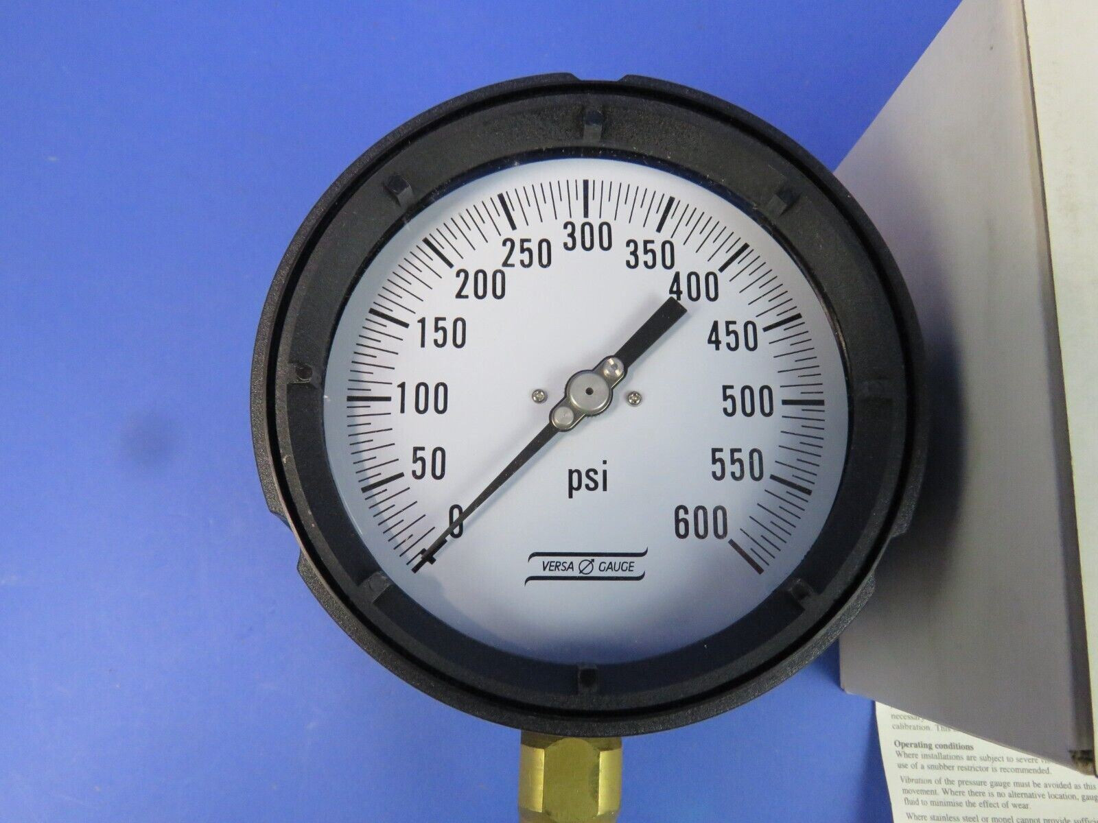 Versa Pressure Gauge 0-600 PSI 4.5" Dial 1/4" NPT Bottom Connect ...