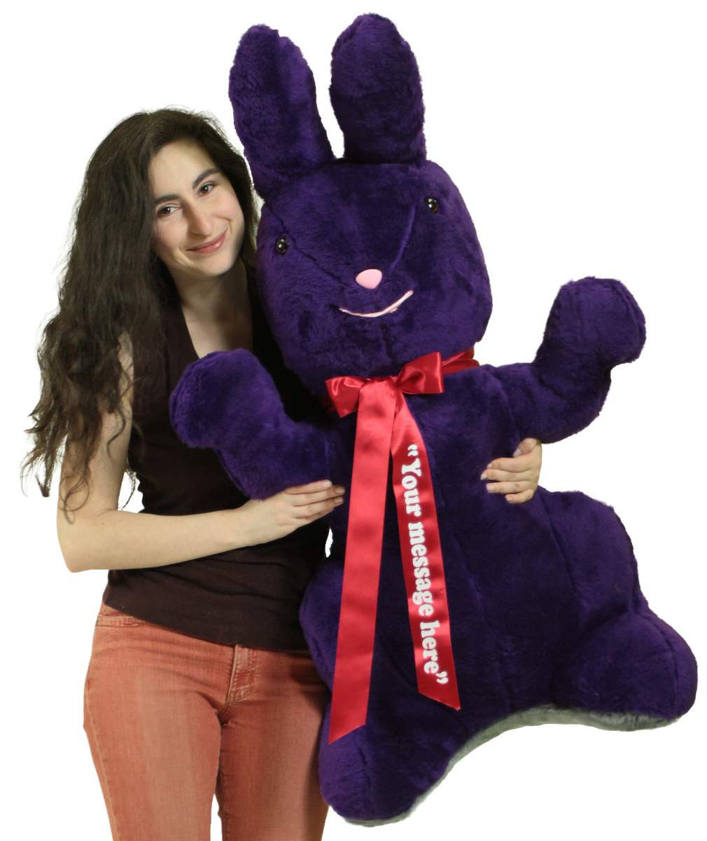 Personalized Giant Stuffed Purple Bunny 42 Inch Soft American Made ...
