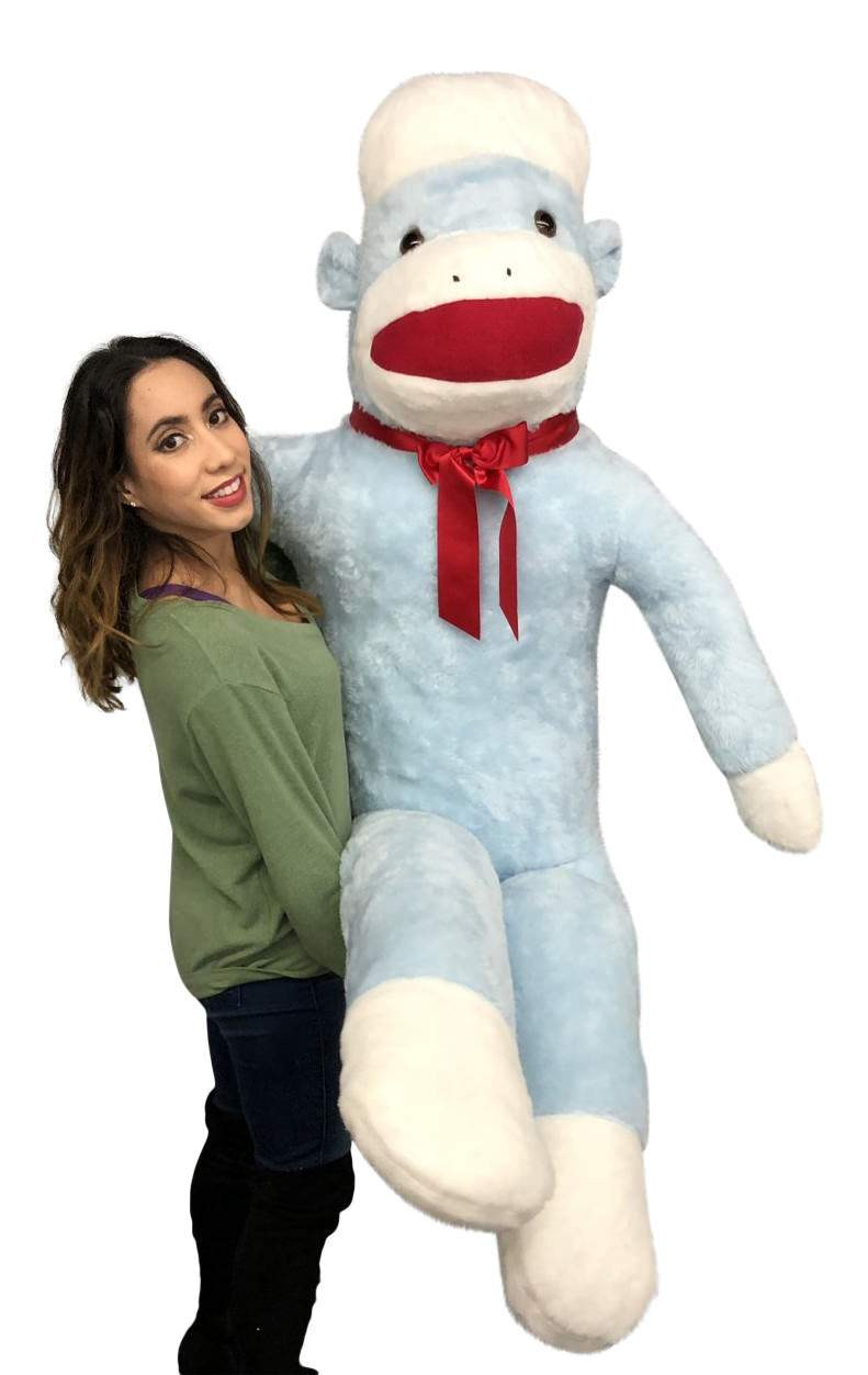 Big Plush Blue Color 6 Foot Giant Sock Monkey Soft Huge Stuffed Animal ...