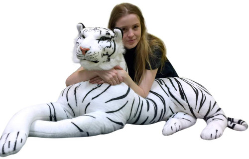 Giant Realistic Stuffed White Tiger 48 Inches Soft Extremely Realistic ...