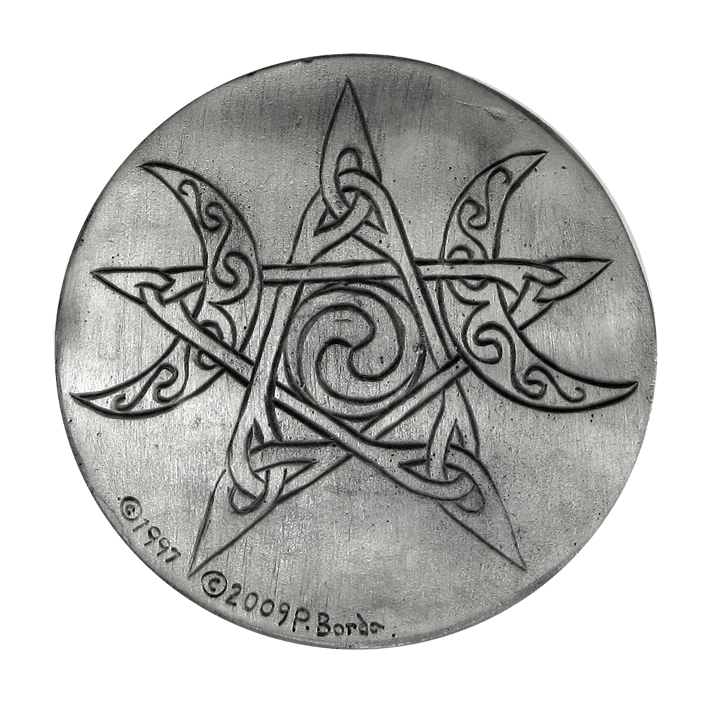 Pewter Moon Pentacle Paten Altar Plate - Dryad Design LTD