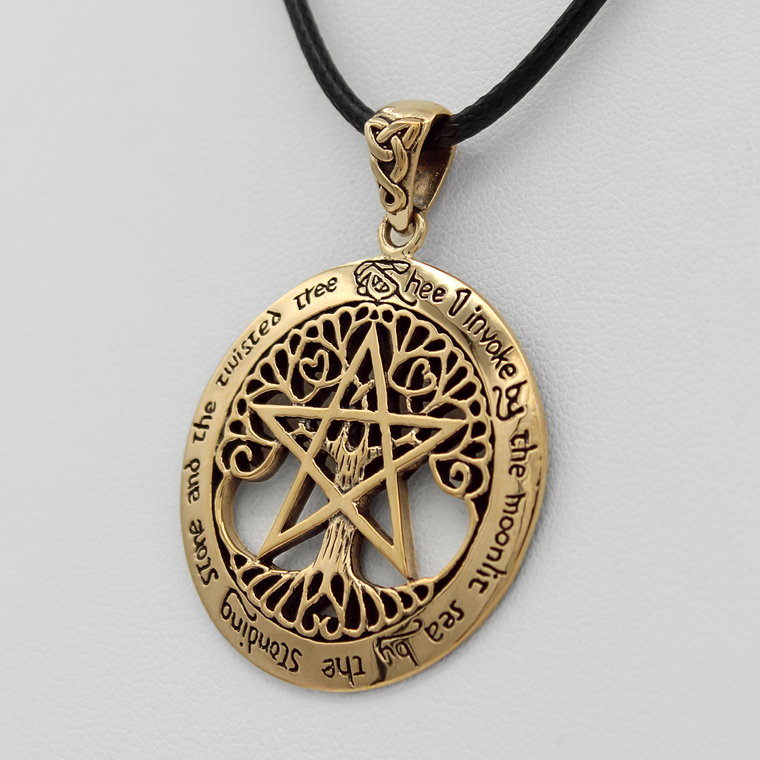 Bronze Extra Large Cut Out Tree Pentacle Pentagram Pendant Wiccan Pagan ...
