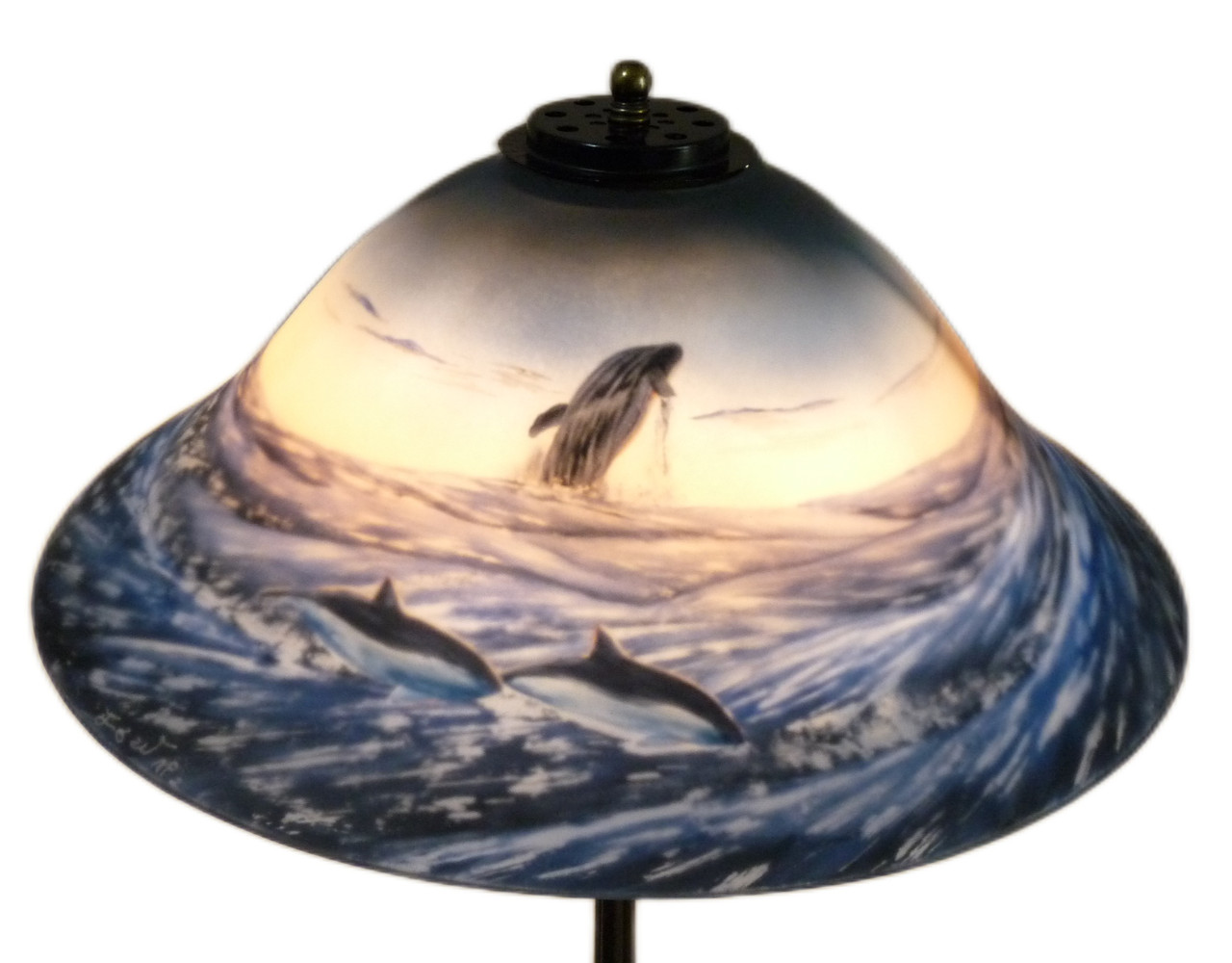Dolphin Reverse Painted Lamp