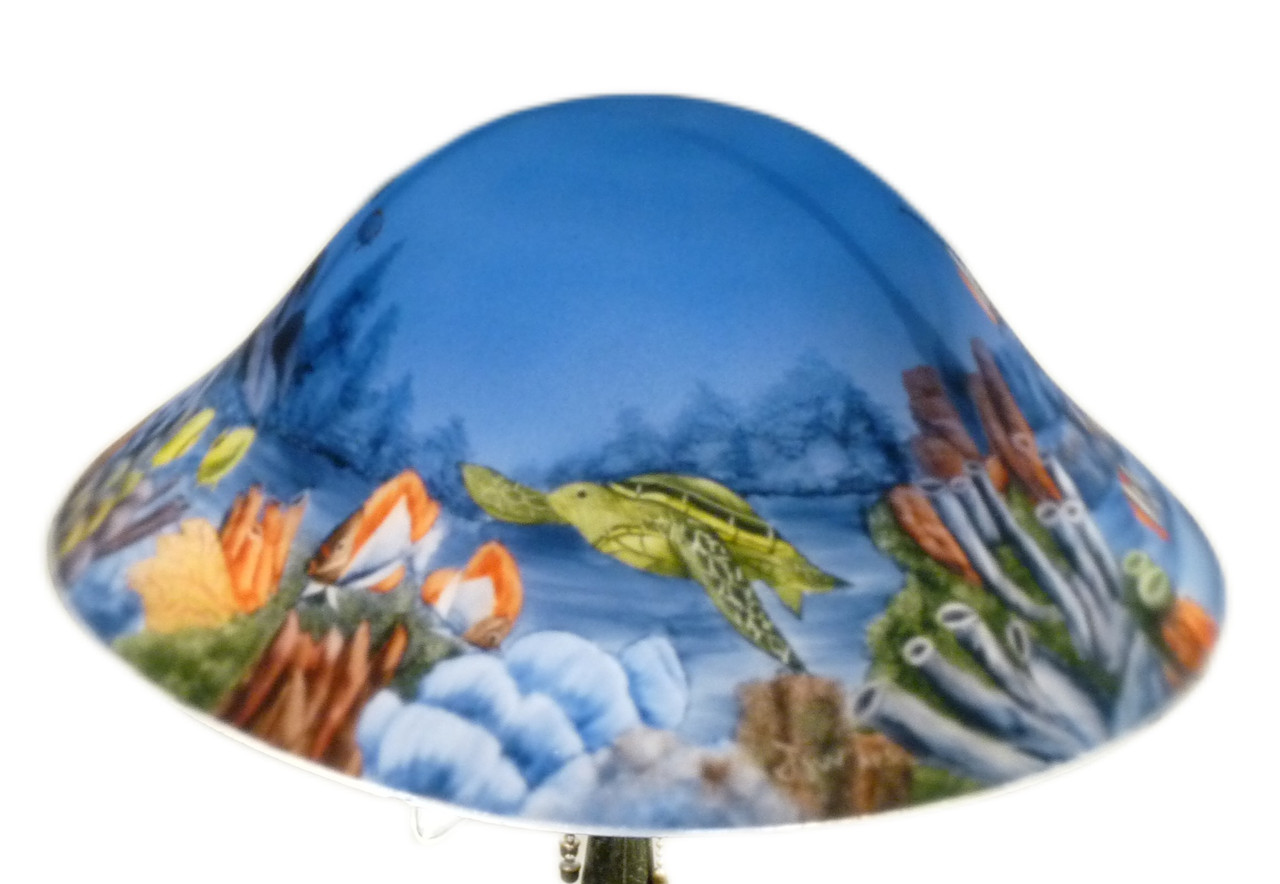 Sea Turtle In Ocean Reverse Painted Lamp Shade