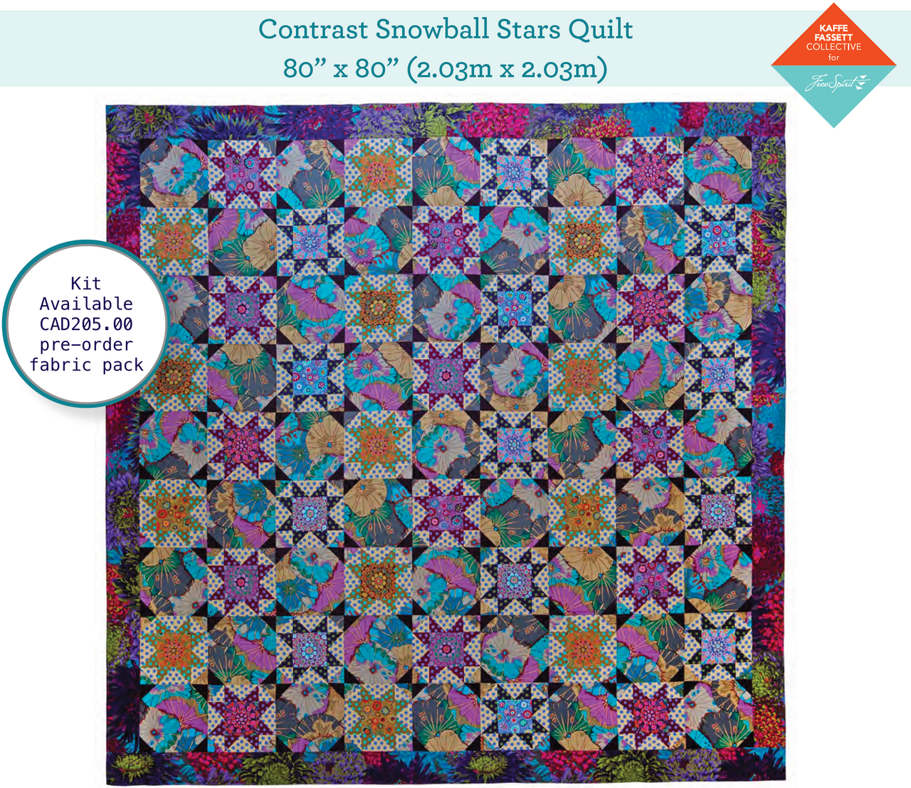 Contrast Snowball Star Quilt - Fabric only - Hyggeligt Fabrics