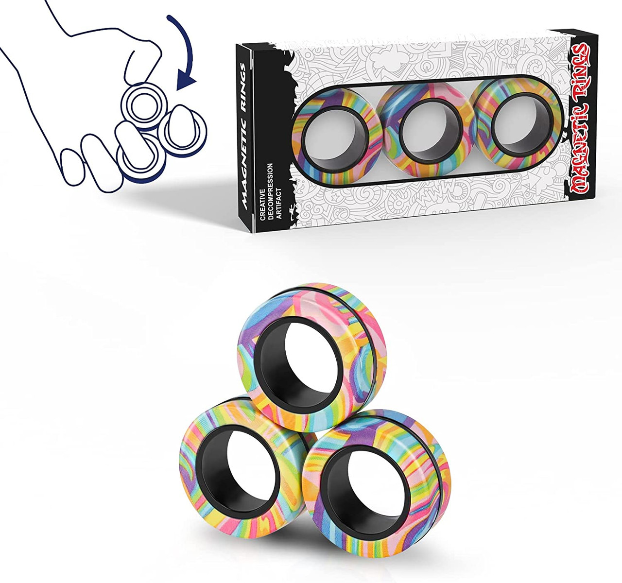 15 Pcs Magnetic Rings Fidget Toys Set For Kids 15 Pcs Magnetic Rings ...