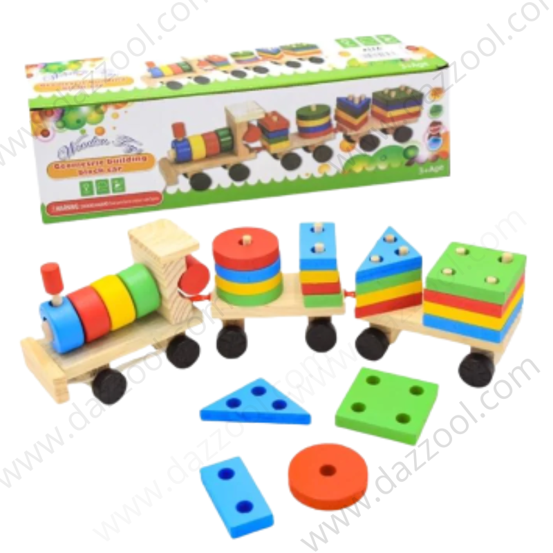 Wooden Toys Geometric Building Block Car