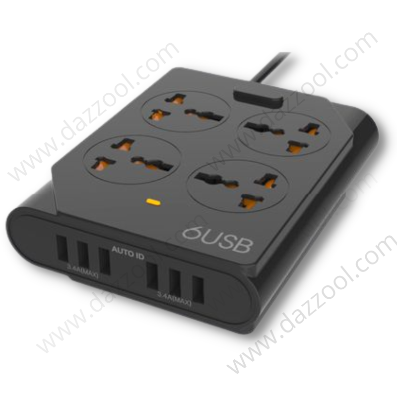 Moxom Power Socket 4 Universal Sockets & 6 USB Ports KH-63Y