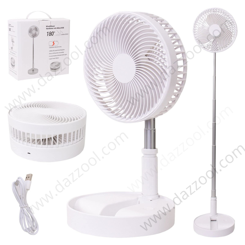 Portable USB Rechargeable Folding Telescopic Fan