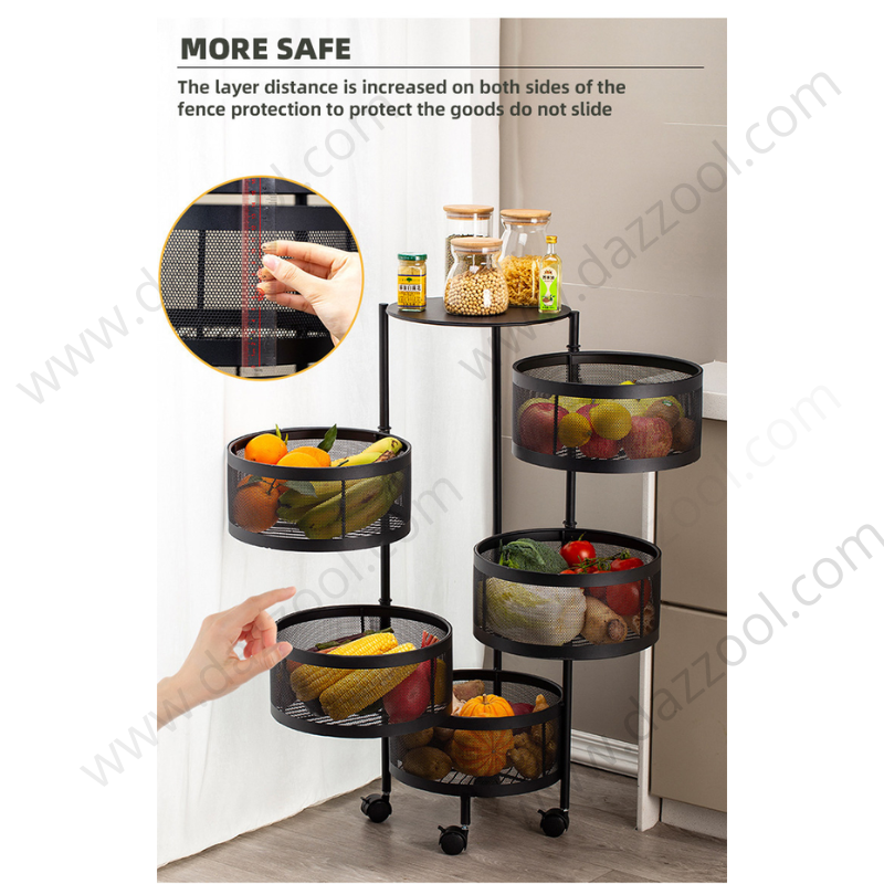 Kitchen Rotating Shelf 360 Degree Baskets Fruit Vegetable Storage Rack ...