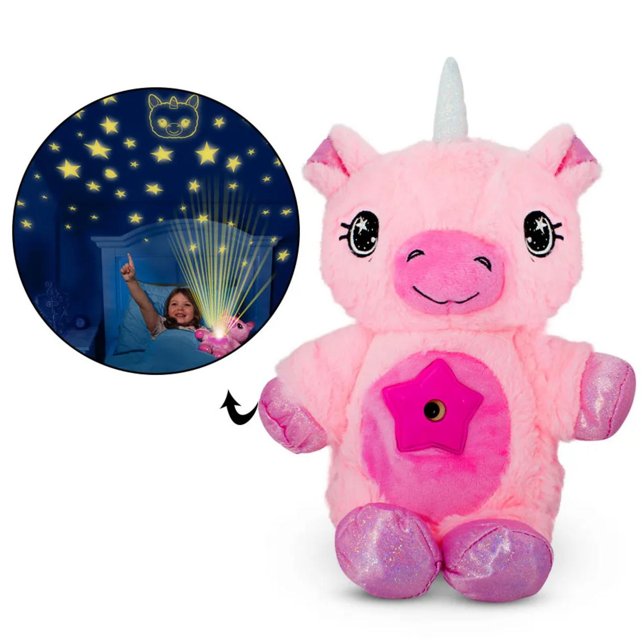 Star Belly Stuffed Animal Night Light Projector Brown