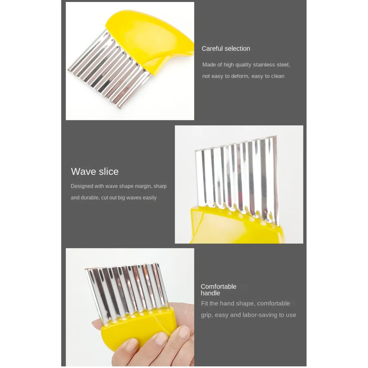 Stainless Steel Potato Crinkle Cutter With Plastic Handle