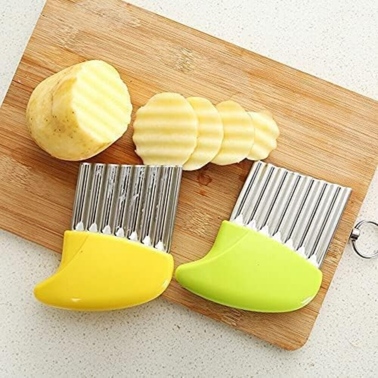 Stainless Steel Potato Crinkle Cutter With Plastic Handle