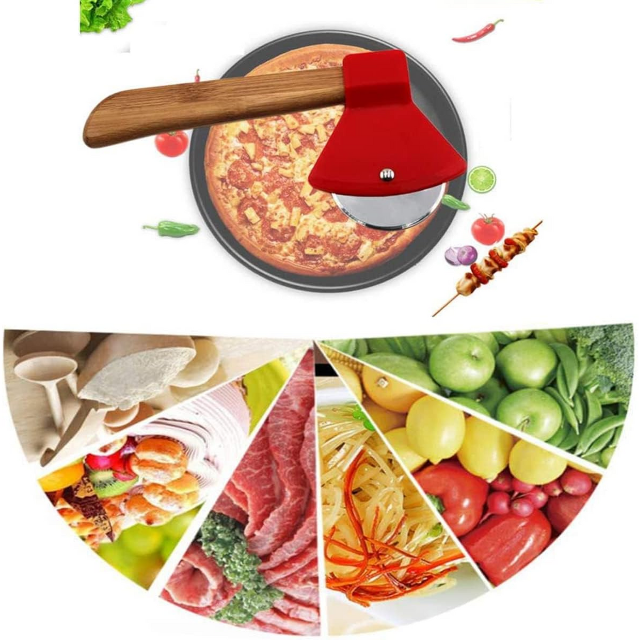 Axe Shaped Pizza Cutter with Rotating Blade