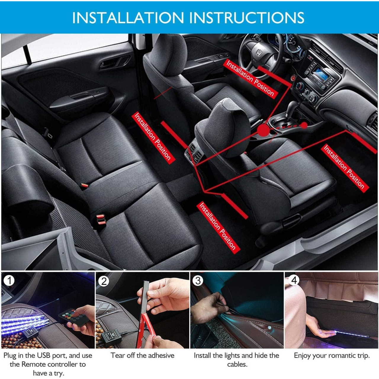 Interior Car Light 4 Pack 48 LED 12V