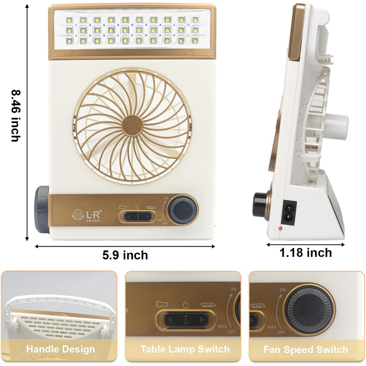 Multifunctional Solar Table Fan with Eye-Caring LED Lamp