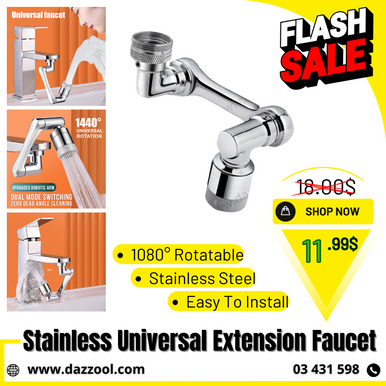 Stainless Steel Universal 1080° Swivel Robotic Arm Extension Faucet