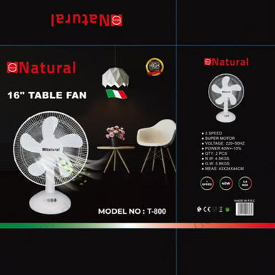 Natural 16'' 3 Speed 40W Table Fan T-800