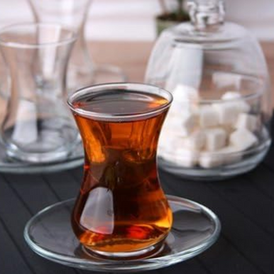 Lav Traditional Tea Glasses And Saucers Set with Sugar Container