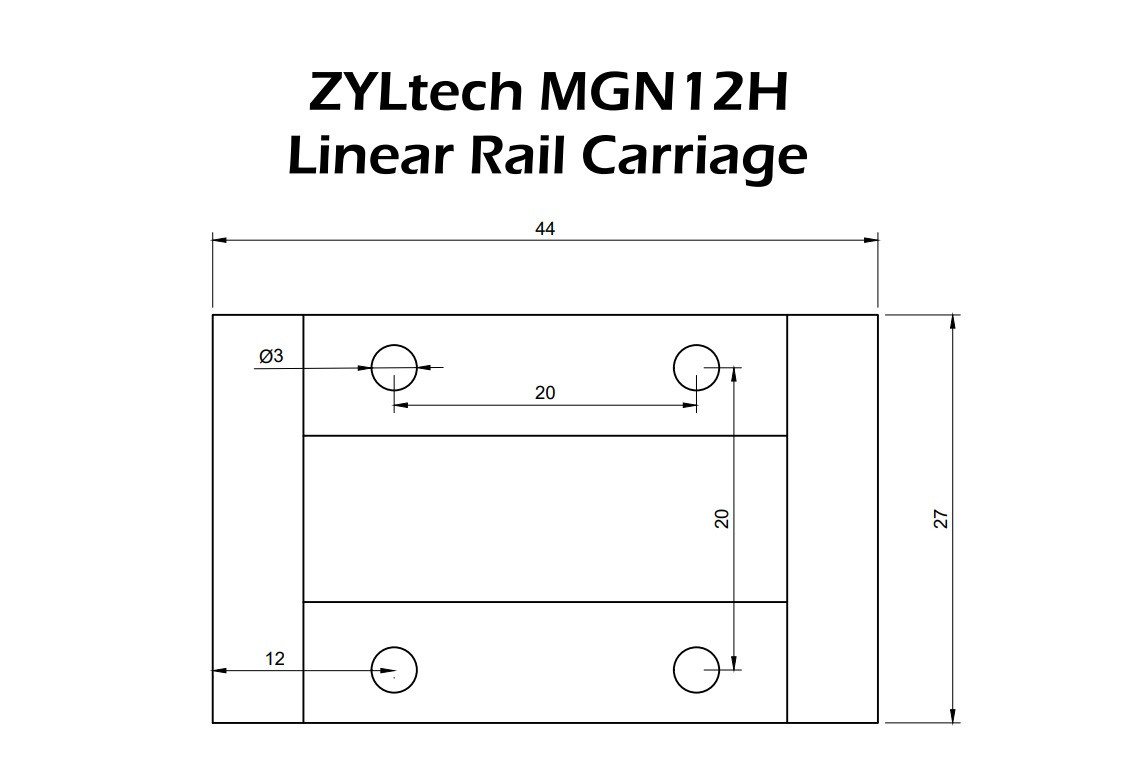 Zyltech MGN12 H-TYPE - Linear Rail with Single or Double Carriage Block ...