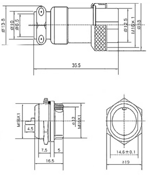 Aviation Plug 16mm Connector (8 Pin) - ZYLtech Engineering, LLC