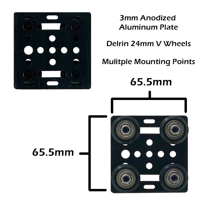 20 Series Linear Rail Plate with 24mm V Wheels Fully Assembled