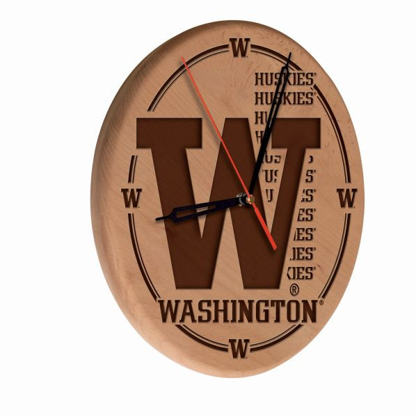 University of Washington Solid Wood Engraved Clock