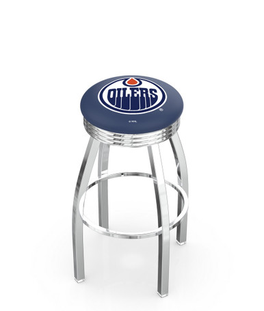 Edmonton Bar Stool w/ Oilers Logo Swivel Seat - L8C3C