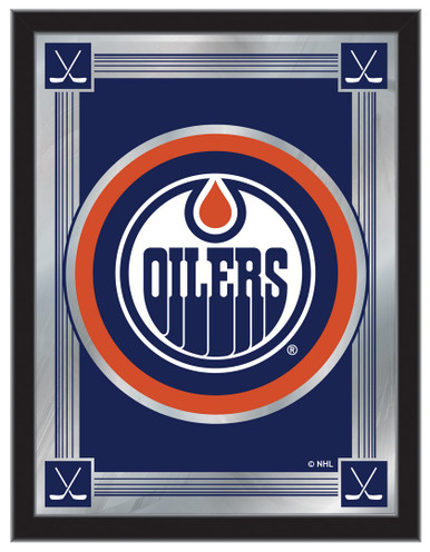 Edmonton Mirror w/ Oilers Logo - Wood Frame | Wall Mirrors