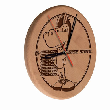 Boise State University Solid Wood Engraved Clock