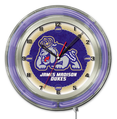 James Madison Dukes 19" Double Neon Chrome Wall Clock