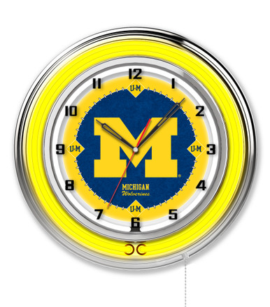 University of Michigan Clock w/ Double Neon Ring