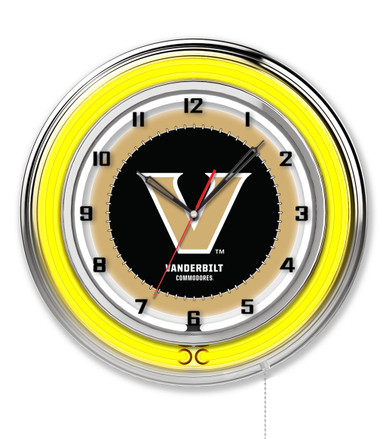 Vanderbilt Commodores 19" Double Neon Chrome Wall Clock