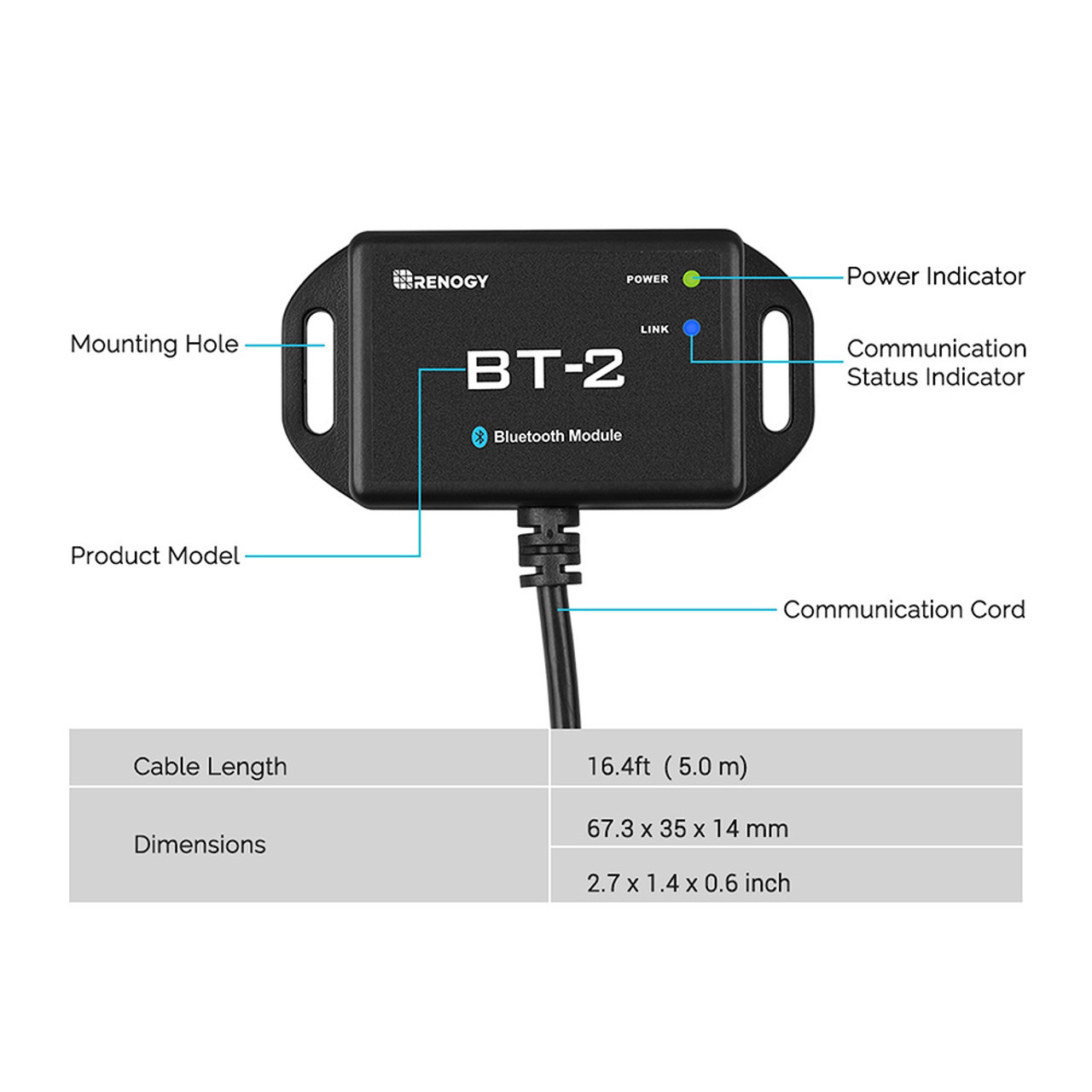 Renogy BT-2 Bluetooth Module - Small Car Performance