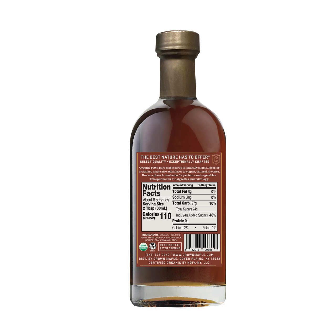 Crown Maple® Cinnamon Infused Organic Maple Syrup 250ML (8.5 FL OZ ...