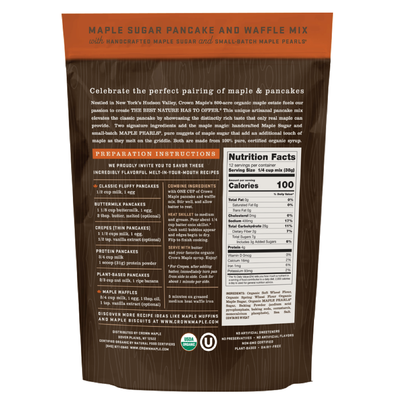 Crown Maple® Organic Maple Sugar Pancake and Waffle Mix with ...