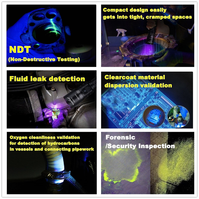Tank007 UV-L03C NDT forensic rechargeable 365 nm ultraviolet blacklight ...