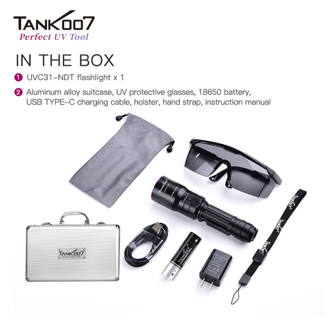 TANK007 UVC31 NDT 365nm UV flashlight non destructive testing LED Black ...