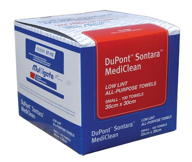 Mediclean Low Lint Towel Small 31.8cm x 33cm Box/100 - Health Equipment ...