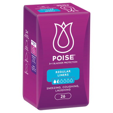 Poise Liners Regular, Pack/26 (Sold As A Pack Can Be Purchased Carton/6 ...